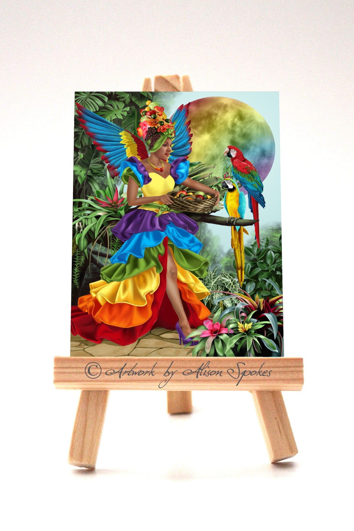Harvest Moon Macaw Parrot Fairy ACEO ATC – Alison Spokes